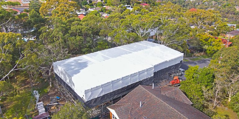 Shrink Wrap Scaffold Weather Tent – Stronghold Hire, NSW